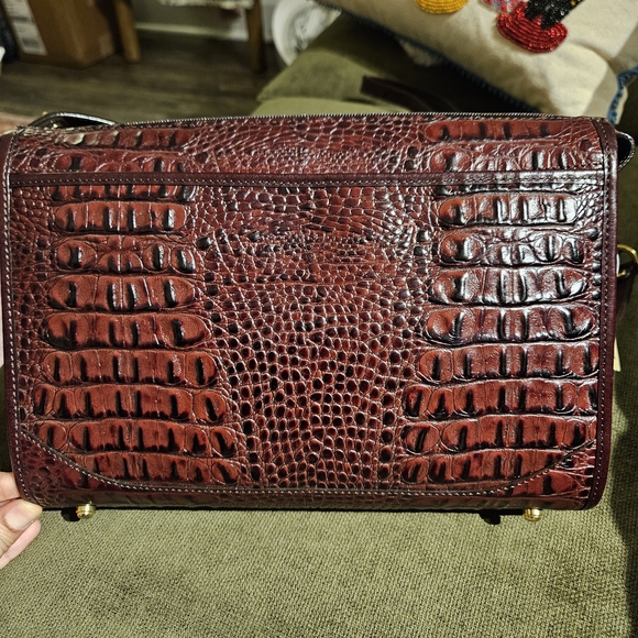 Brahmin | Bags | Brahmin Baby Basic Merlot Crocodile Embossed Leather ...